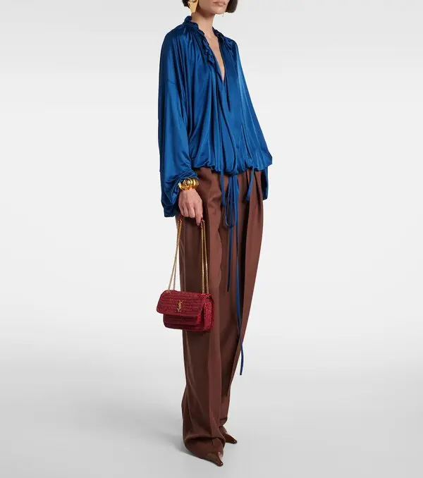 Saint Laurent Niki Mini Raffia Shoulder Bag - Red