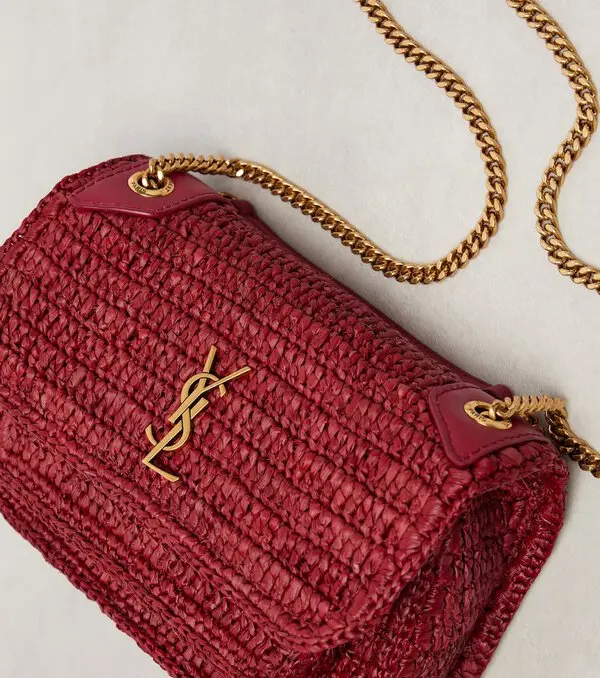 Saint Laurent Niki Mini Raffia Shoulder Bag - Red