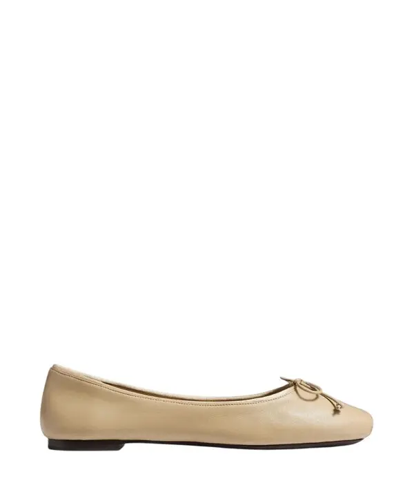 Khaite Charlotte Leather Ballet Flats - Beige