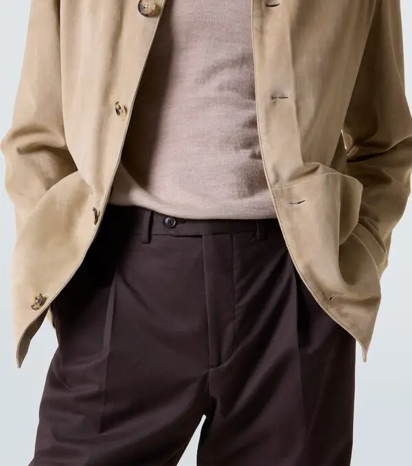 SAMAN AMEL Straight Leg Cotton And Cashmere Blend Trousers
