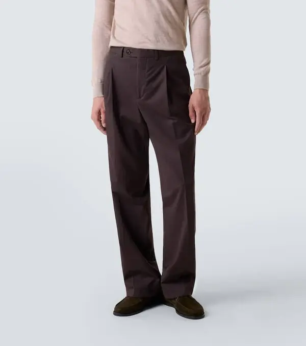 SAMAN AMEL Straight Leg Cotton And Cashmere Blend Trousers