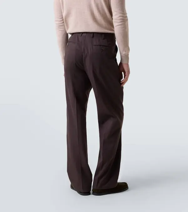 SAMAN AMEL Straight Leg Cotton And Cashmere Blend Trousers