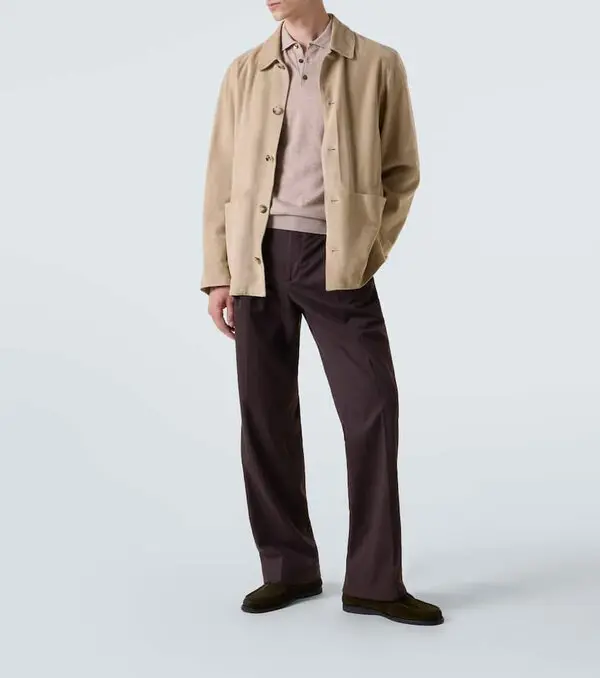 SAMAN AMEL Straight Leg Cotton And Cashmere Blend Trousers