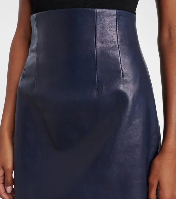 Khaite Loxley Leather Pencil Skirt - Blue