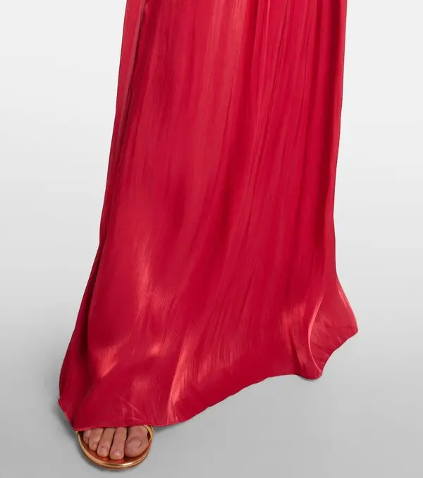Costarellos Charmain Ruffled Georgette Lamé Gown - Red