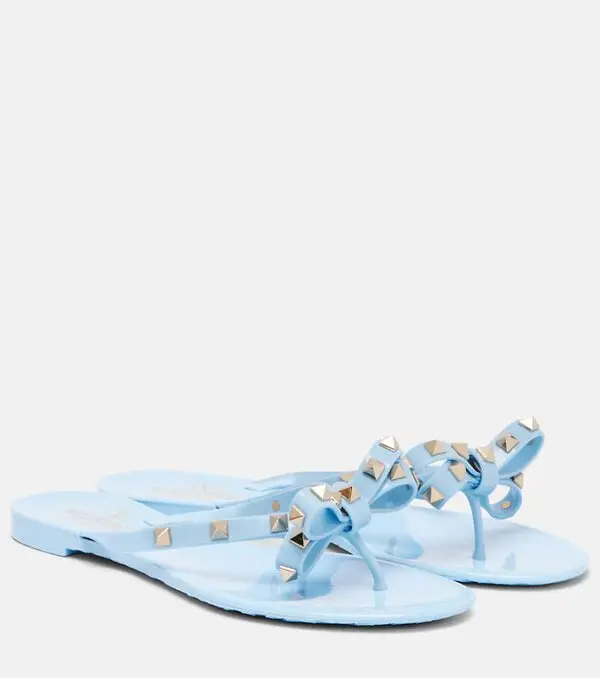 Valentino Garavani Rockstud Pvc Thong Sandals - Blue