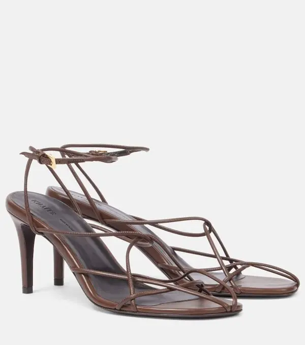 Khaite Loulou 75 Leather Sandals - Brown