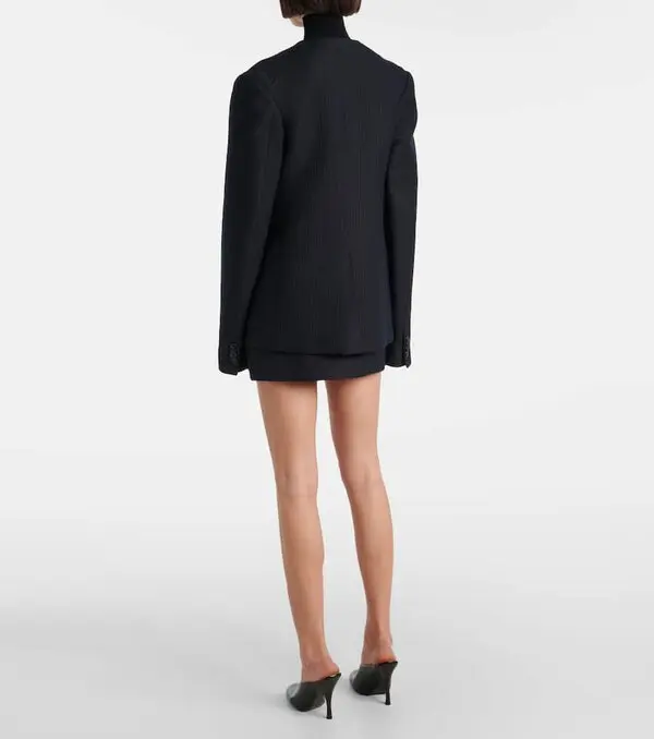Khaite Jameson Pinstripe Wool-blend Jacket - Blue
