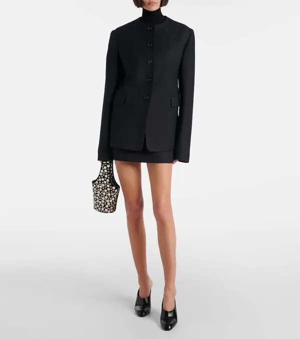 Khaite Jameson Pinstripe Wool-blend Jacket - Blue