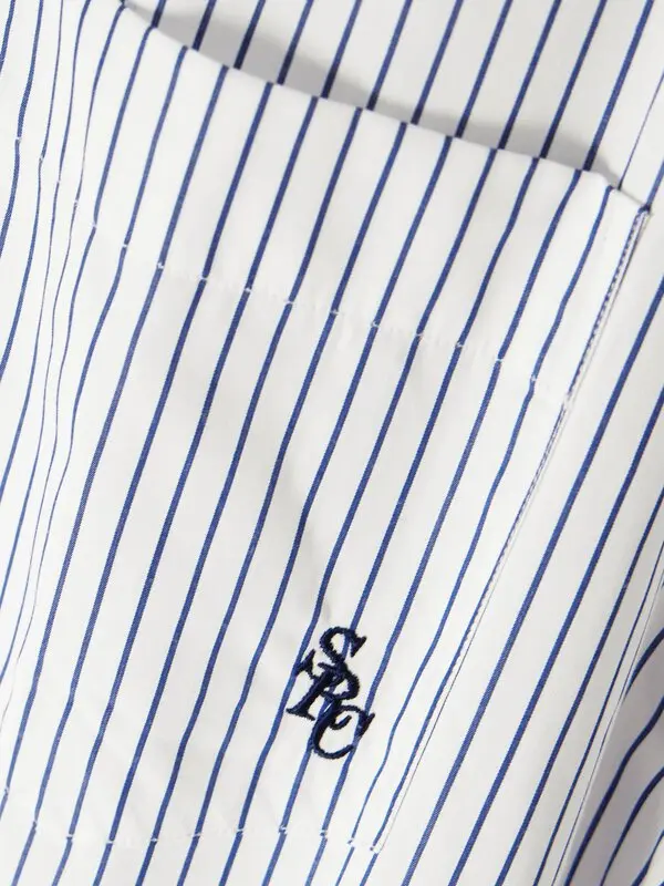 SPORTY & RICH - SRC Embroidered Striped Cotton-Poplin Shirt