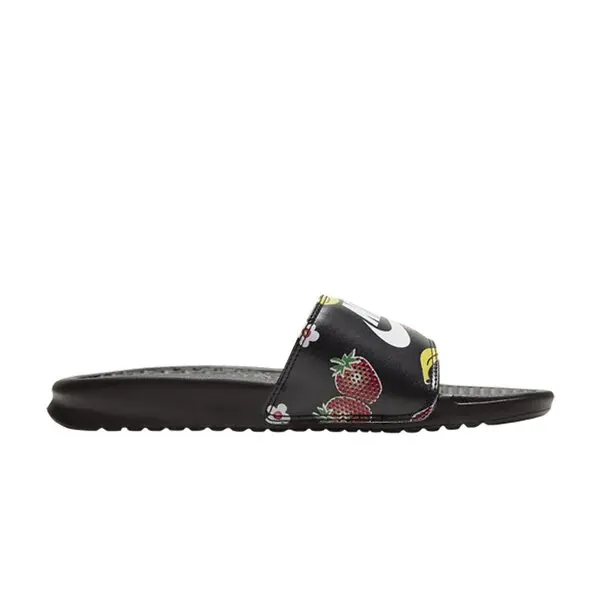 Nike Benassi Jdi Floral Slide Fruit Print - Black