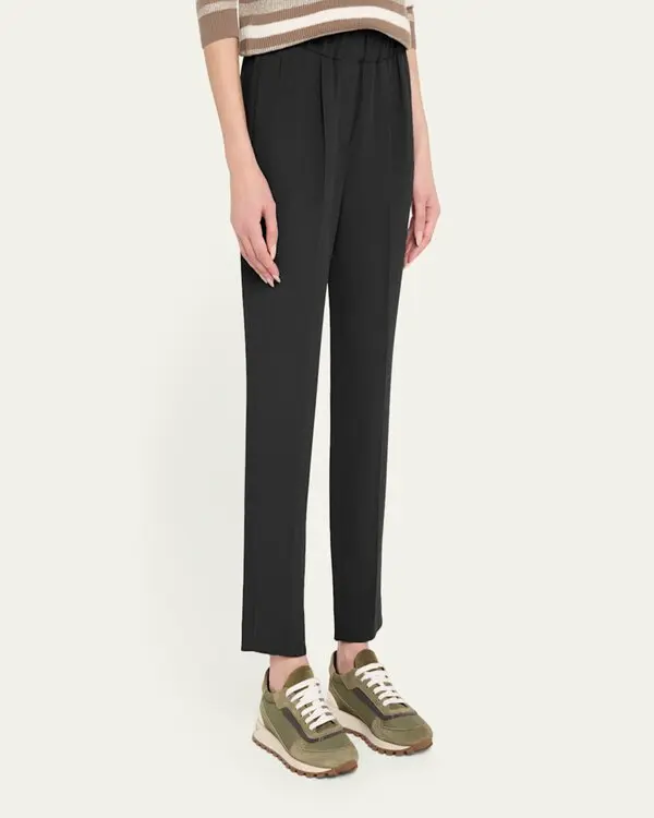 Brunello Cucinelli Silk Crepe Cady Ankle Pants