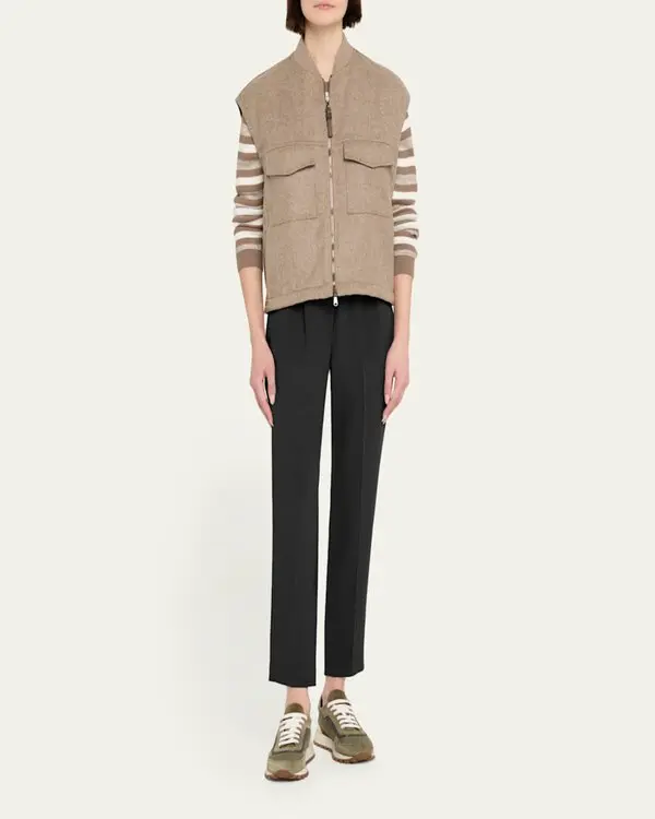 Brunello Cucinelli Silk Crepe Cady Ankle Pants
