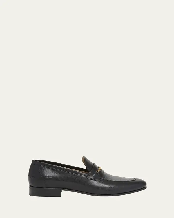 Valentino Garavani Leather Vlogo Chain Loafers - Black