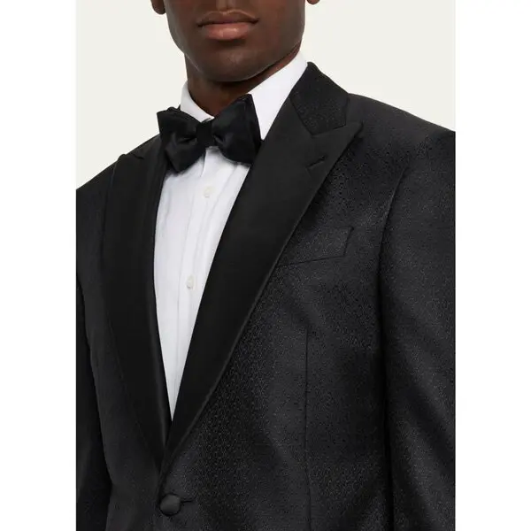 Giorgio Armani Honeycomb Satin Peak Lapel Dinner Jacket