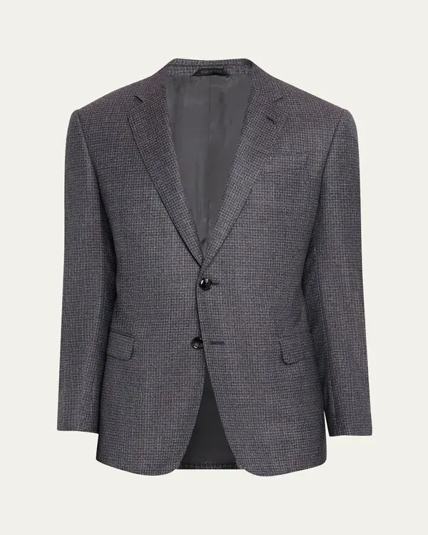 Giorgio Armani Check-textured G Line Sport Coat - Solid Dark Grey