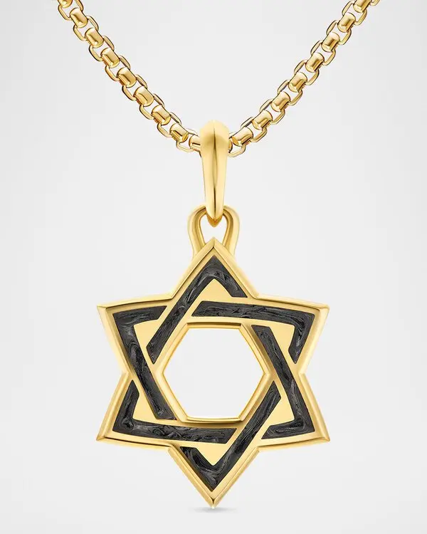 David Yurman Star Of David Pendant In 18k Gold - Forged Carbon
