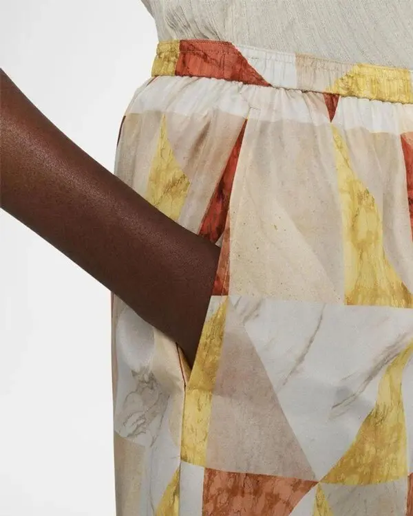 JOSEPH Thoresby Marble-print Habotai Silk Trousers - Sundown Combo