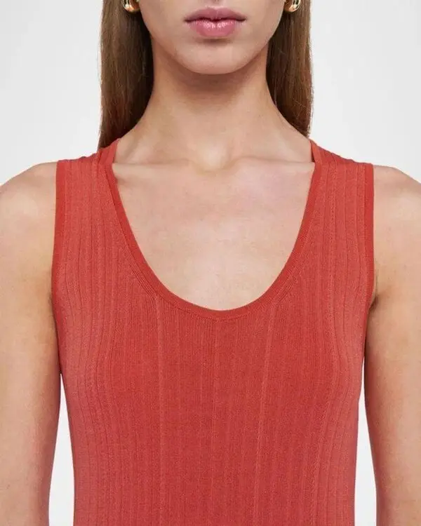 JOSEPH Cutout Racerback Ribbed Maxi Dress - Sundown