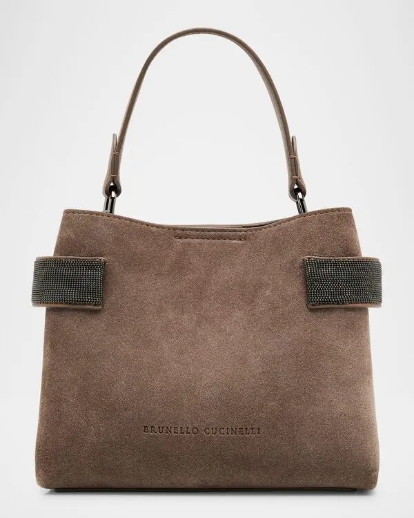 Brunello Cucinelli Essense Mini Monili Suede Top-handle Bag