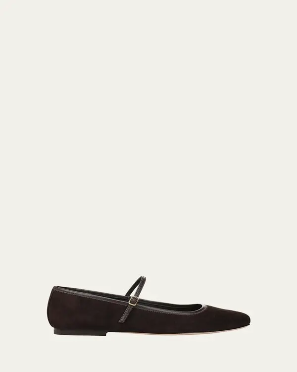 Veronica Beard Ellie Suede Ballerina Flats - Espresso