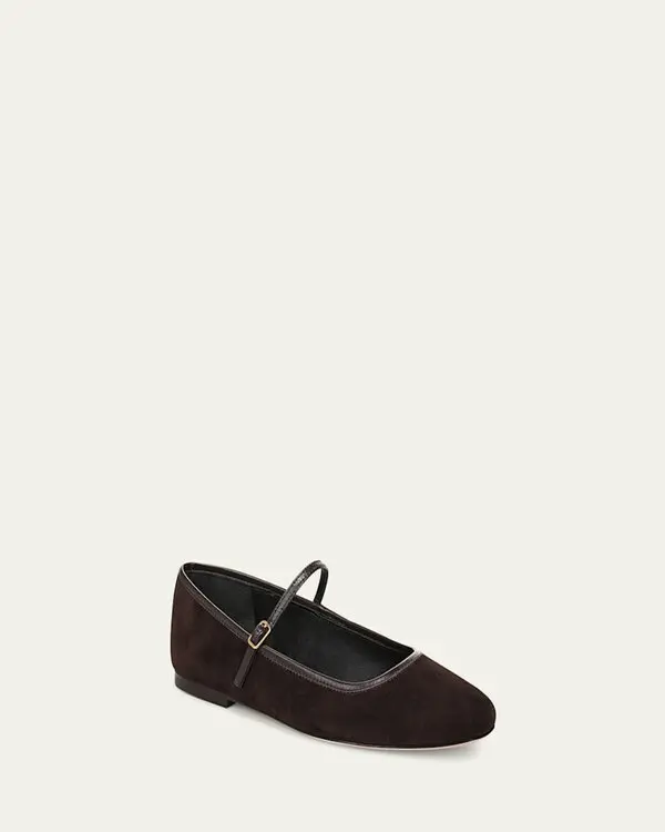 Veronica Beard Ellie Suede Ballerina Flats - Espresso