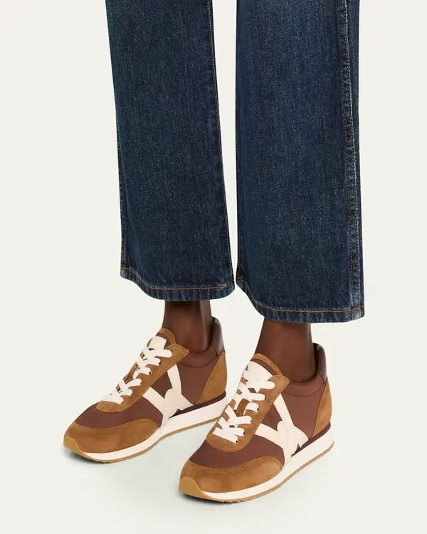 Veronica Beard Penrose Leather Runner Sneakers - Brown