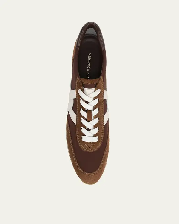 Veronica Beard Penrose Leather Runner Sneakers - Brown