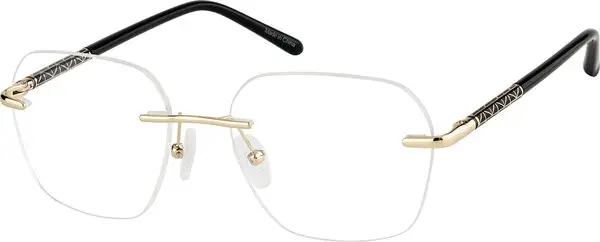 Zenni Geometric Rimless Eyeglasses - Gold