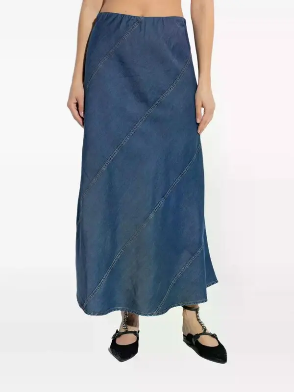 Munthe Seam-detailing Denim Midi Skirt