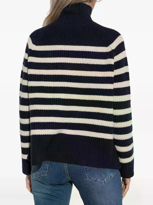 Munthe Striped Cotton-wool Blend Sweater - Blue