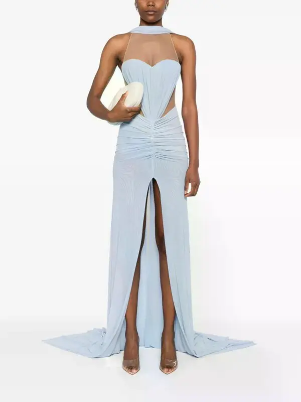 David Koma Ruched Halterneck Gown