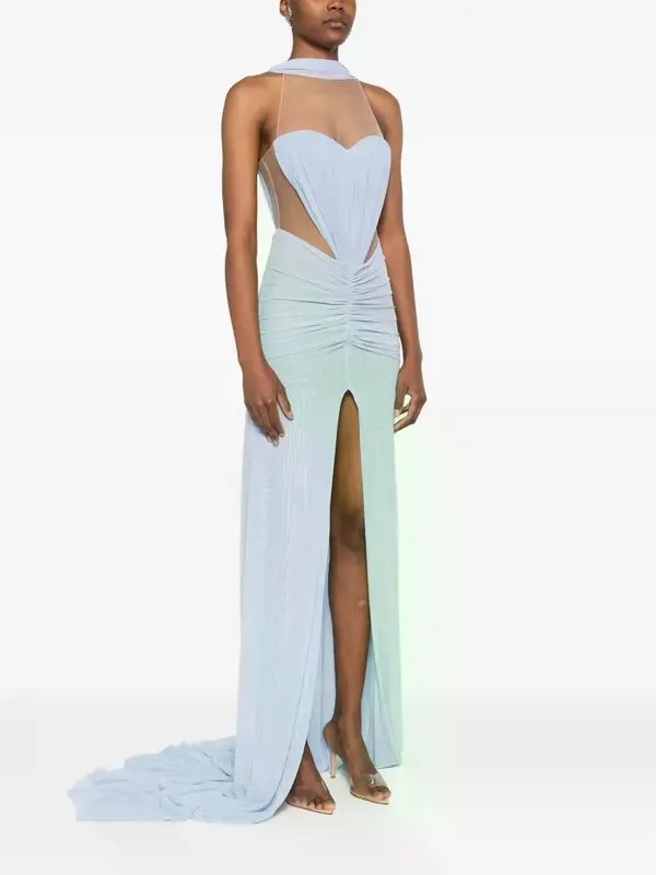 David Koma Ruched Halterneck Gown