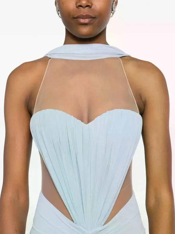 David Koma Ruched Halterneck Gown