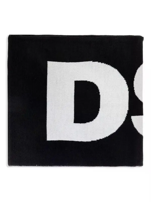 Dsquared2 Logo-embellished Knitted Scarf - Black