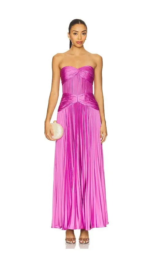 AMUR Strapless Pleated Gown - Mauve