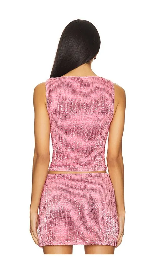 LOVERS AND FRIENDS Sequin Cropped Top - Pink