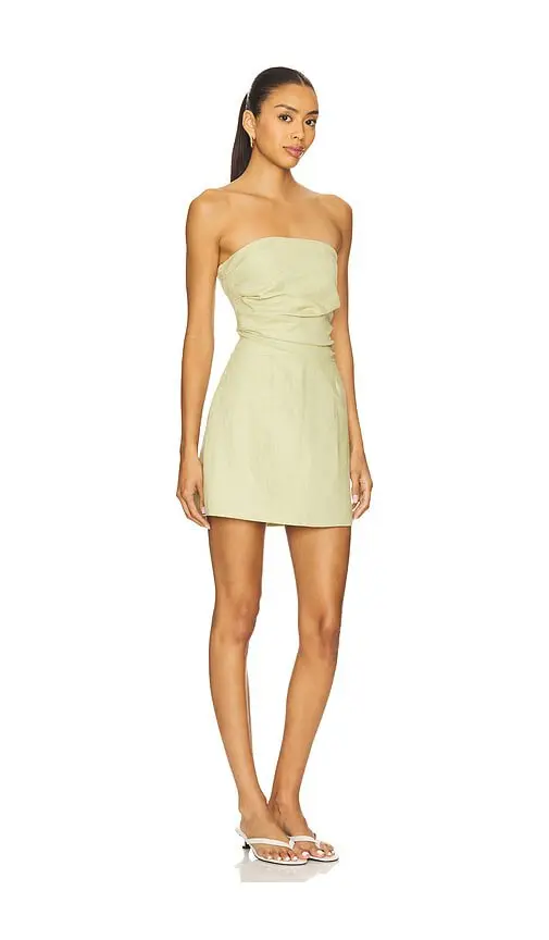 SNDYS. Romi Linen Strapless Dress - Pear