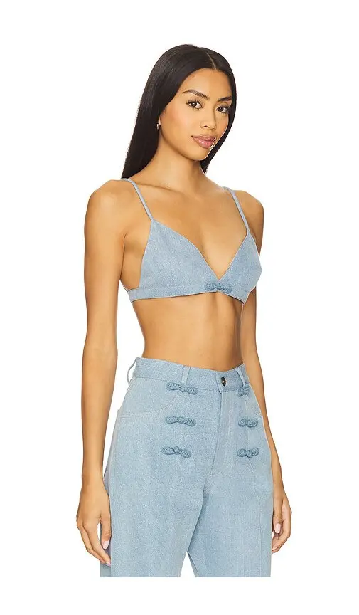 SAU LEE Cleo Denim Bralette In Blue