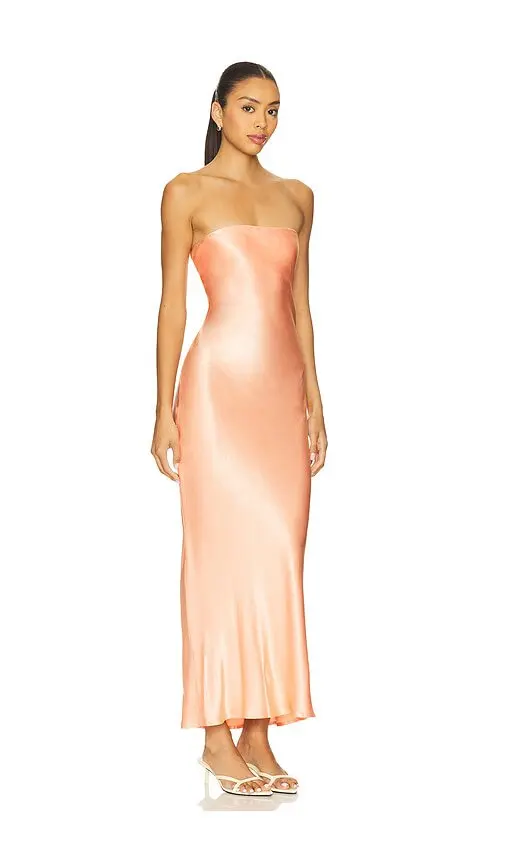 SNDYS. Angel Strapless Midi Dress - Coral
