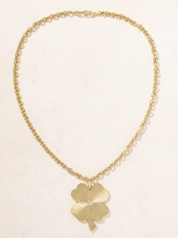MARIE LICHTENBERG Jumbo Clover Diamond Necklace - Gold