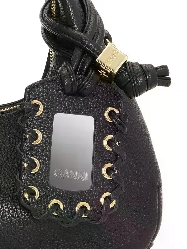 GANNI Mini Textured Leather Tote Bag - Black