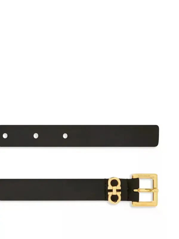 FERRAGAMO Gancini Leather Belt - Black