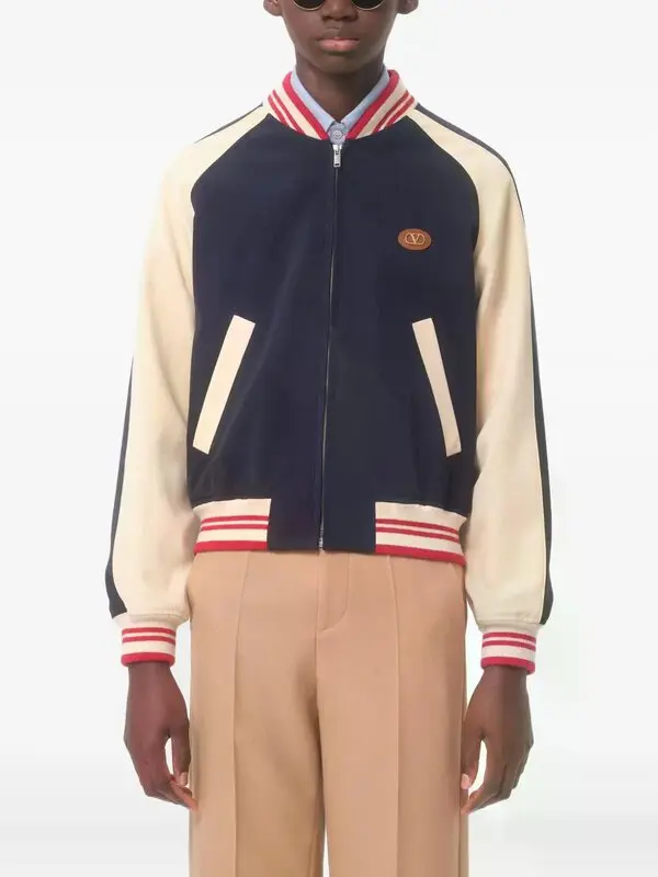Valentino Garavani Vlogo Patch Bomber Jacket - Blue