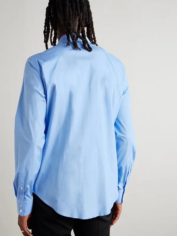 Alexander McQueen Slim-fit Harness-detailed Stretch-cotton Shirt Uk/us 15 - Blue