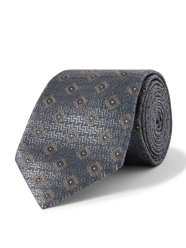 Brunello Cucinelli 8cm Silk-jacquard Neck Tie - Gray