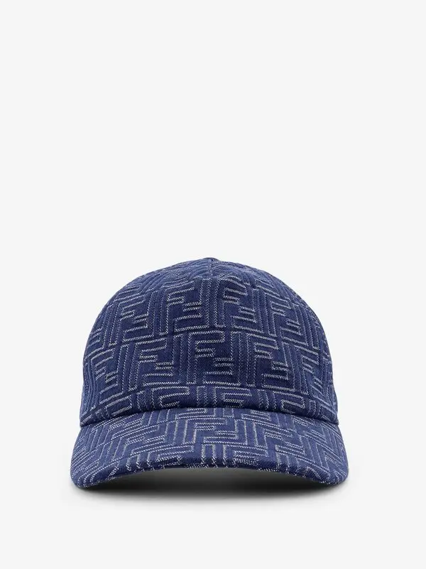 Fendi Ff Jacquard Denim Baseball Cap - Blue