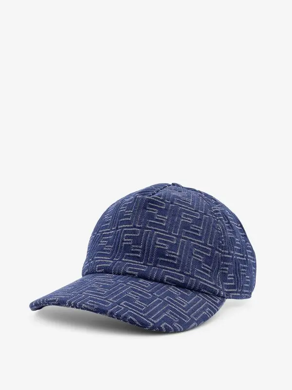 Fendi Ff Jacquard Denim Baseball Cap - Blue