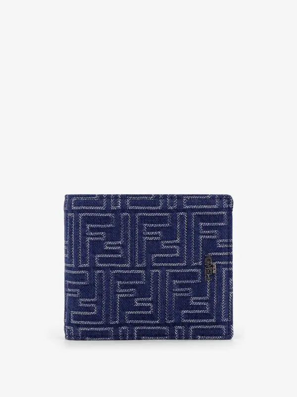 Fendi Denimeffect Ff Jacquard Bifold Wallet - Blue