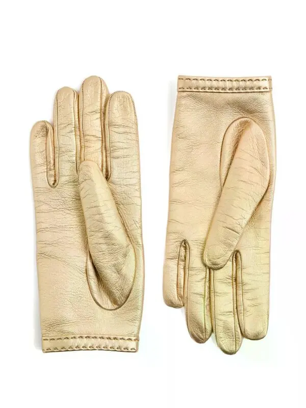 Valentino Garavani Open-fingered Leather Gloves - Gold